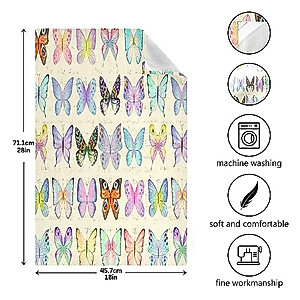 FUGIDOG Kitchen Dish Towels Set of 6, Butterfly Light Beige Ultra Soft Absorbent Kitchen Towels Tea Towels Hand Towels Quick Drying Reusable Cleaning Cloths, 18 x 28 inch