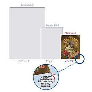 The Best Card Company 10 Assorted Thank You Notecards Box Set 4 x 5.12 Inch with Envelopes (10 Designs, 1 Each) Feline Frames M6638TYG