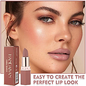 Matte Nude Lipstick Lip Stain Velvet Smooth Lip Stick Waterproof Long Lasting Lip Gloss,Moisturizer Non-Stick Cup Highly Pigmented Natural Lipstick Lip Color Lip Makeup,Perfect Lipstick Gift- Nude