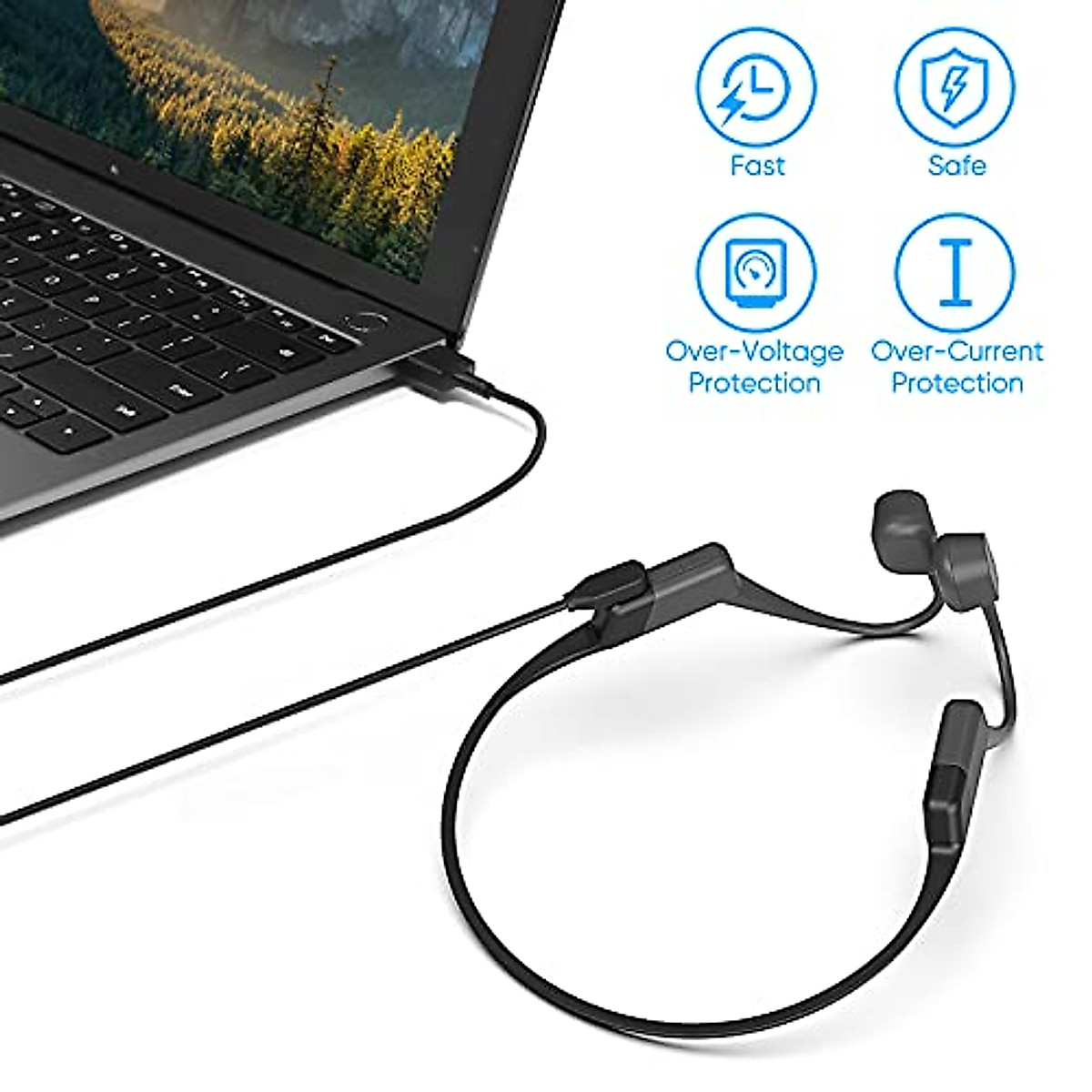 Replacement Charging Cable for AfterShokz Aeropex AS800/ OpenComm ASC100SG/Shokz OpenRun Pro Mini, Auarte 3.3ft Magnetic USB Charger Cable Fast Charging Cord for Aeropex Bone Conduction Headphones