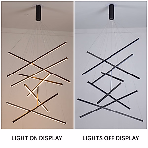 JAYMP Modern LED Chandeliers Dimmable Pendant Light Fixture for High Ceiling Living Room Dining Room Staircase Restaurant Sputnik Floating Sculptural Art Hanging Lamp