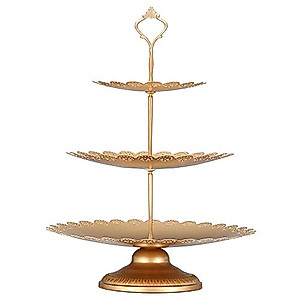 XINLIYA Set of 6 Pieces Metal Cake Stands Round Cake Stands Square Candy Fruite Display Plate Cupcake Serving Tower Wedding Brithday Party Celebration Home Decoration,Antique Gold