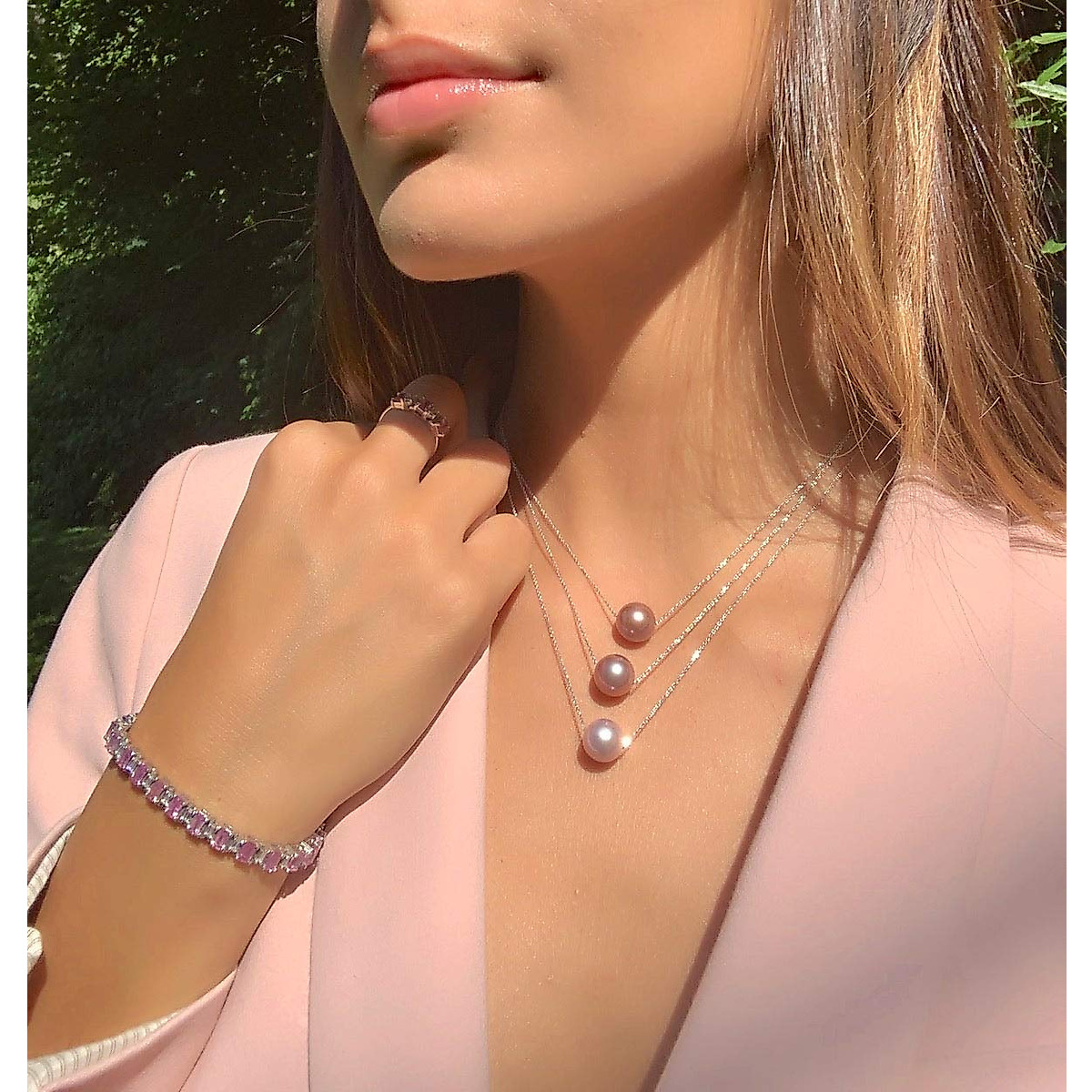 14K White Gold & Single 10.5mm-11mm AAAA Round Freshwater Cultured Pearl Pendant Necklace on 16"-17"-18" Adjustable Cable Chain - Baby Pink