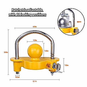 Cenipar Trailer Hitch Lock Set 5/8 Inch, 1/2 Inch Hitch Dog Bone Pin Lock Trailer Coupler Lock and Universal Coupler Lock Fits Class III IV Hitches Towing Locks