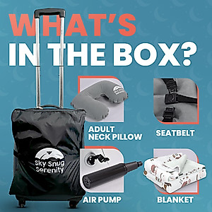 Toddler Airplane Bed - Inflatable Airplane Bed for Kids with Blanket & Neck Pillow Included - Fits All Seats, with Cup Holder - Comfortable and Durable - Easy to Inflate Deflate and Clean