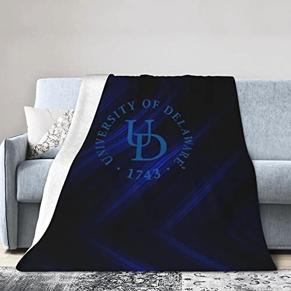 University of Delaware Logo Blanket Large Luxury Fleece Soft Anti-Static Anti-Pilling Flannel Bed Blanket