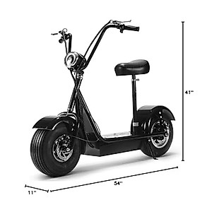 MotoTec Fatboy Electric Scooter 48v 800w -Fat Tire & Big Wheel-Scooter with Seat-Top Speed ​​22MPH-Max Range 15 Miles
