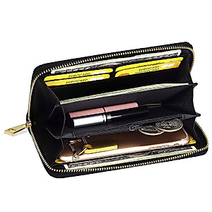 CHPGPUG Women's Skull Cat Moon Long Wallet,Zippered Coin Purse,PU Leather Clutch Wallet