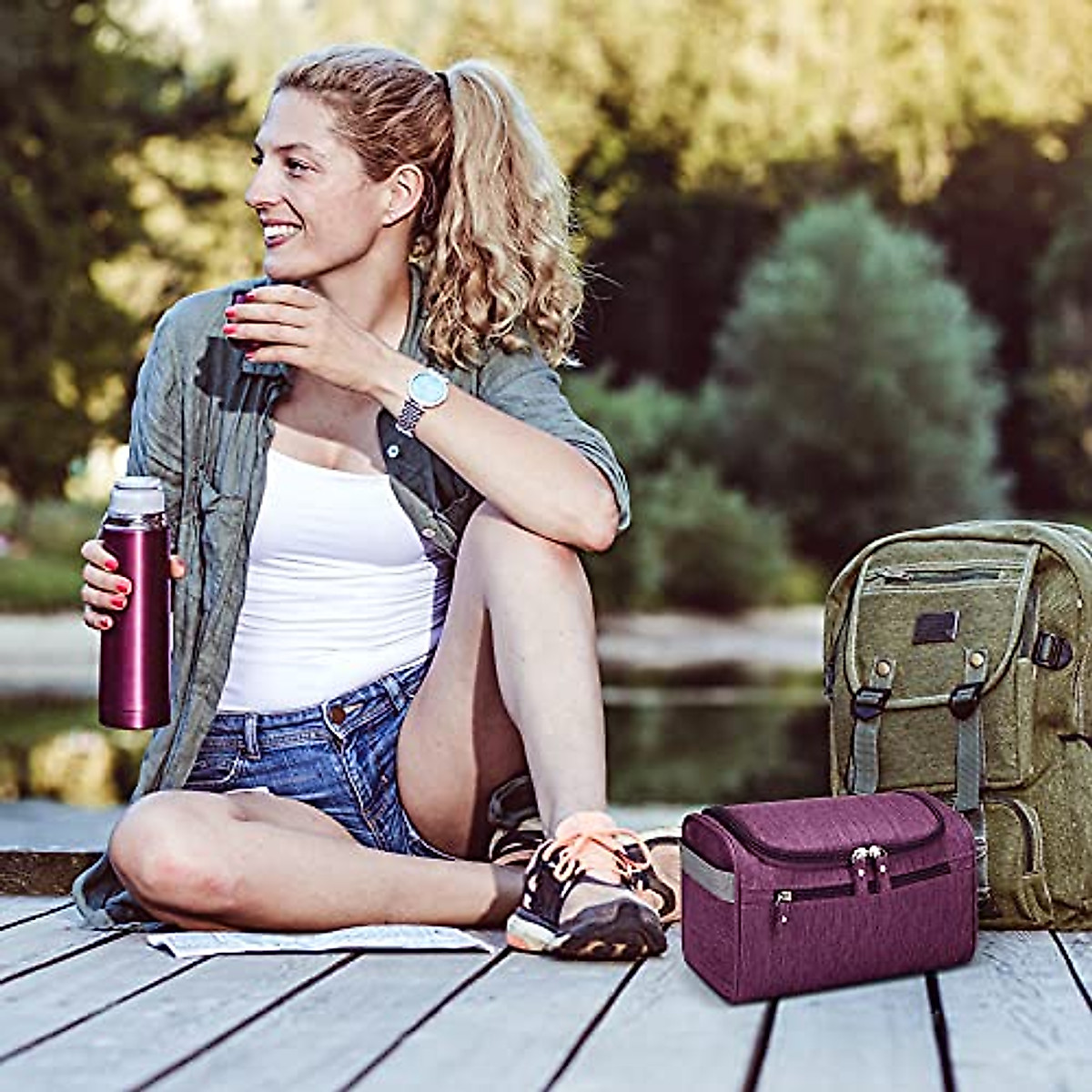 SELLYFELLY Hanging Toiletry Bag for Travel Women Storage Shower Bag Men's Shaving Bag Dopp Kit Organizer With Hook