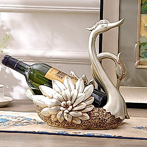 PIBM Stylish Simplicity European-Style Carved Double-Headed Swan Model Wine Wine Rack Retro Old Bar Restaurant Wine Bottle Rack Home Desktop Porch Ornaments Ornaments Beautiful and Elegant