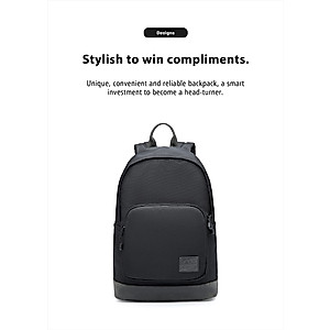 SansPeur BASEL Backpack, Casual Back Pack with Laptop Sleeve, designed for Work, Travel, School & College, Black