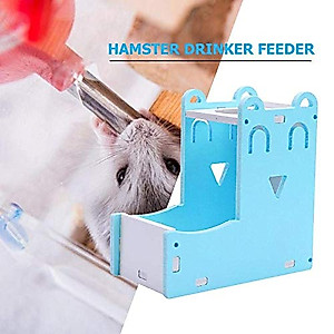 gutongyuan 2in1 Hamster Automatic Water Drinker Base Bottle Dispenser Feeder Hanging Small Animals Guinea Pig Squirrel Rabbit Drinking Head Pipe Fountain (Blue)