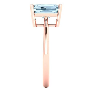 Clara Pucci 2.5ct Radiant Cut Solitaire Natural Sky Blue Topaz gemstone Bridal Designer Anniversary Engagement Ring Real 14k Rose Gold