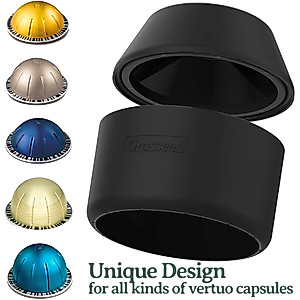 Grasseed Reusable Vertuo Capsule Kit for VertuoLine Capsules with 100Pcs Aluminum Foil Seals Lid, Holder and Brush, Fits for Refill Vertuo Pods Reusable Vertuoline Pod
