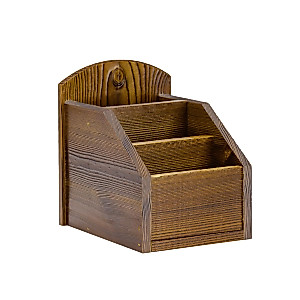 CEDAR ALPHA Wood TV Remote Holder,Wooden Remote Control Caddy,3 Slot Office Supply Organizers,Farmhouse Remote Control Holder TV Remote Caddy,wood storage, desk organizer, pencil holder