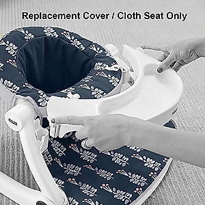 Replacement Part for Fisher-Price Sit-Me-Up Floor Seat - GMD19 ~ Replacement Cover/Cloth Seat ~ Dark Blue with White Flowers