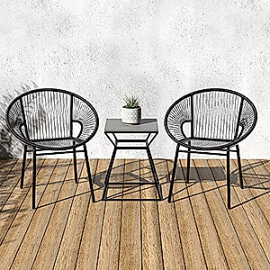 Amazon Basics Outdoor All Weather PE Wicker Club Chair with Steel Frame - 2 Pack, Black