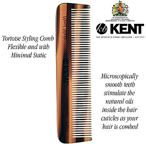 Kent A FOT Handmade All Fine Tooth Saw Cut Beard Comb - Pocket and Travel Comb - Styling Comb or Wet Comb for Fine or Thinning Hair, Beard Care, and Hair Care for the Essential Kent Beard Kit