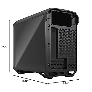 Fractal Design Torrent Nano Black - Dark Tint Tempered Glass Side Panels - Open Grille for Maximum air Intake - 180mm PWM Fan Included - Type C - mITX Airflow Mini Tower PC Gaming Case