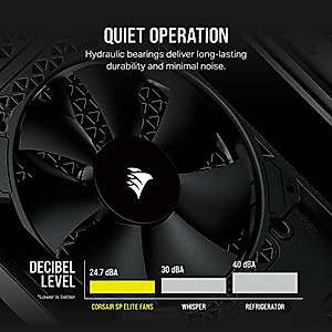 Corsair SP120 Elite, 120mm PWM Hydraulic Bearing Case Fan with CORSAIR AirGuide Technology - Low-Noise, 24.7 dBA, Fan Speeds from 300 RPM - 1,300 RPM, 45.4 CFM, Single Pack - Black