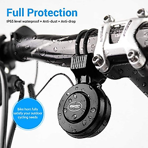 Electric Bike Horn Electronic Bicycle Bell,Latest 4 Soft Sound Modes with Rechargeable Battery,Volume Adjustment 50-120 DB,Waterproof Horn for Women Men Kids' Tricycles Scooter BMX MTB
