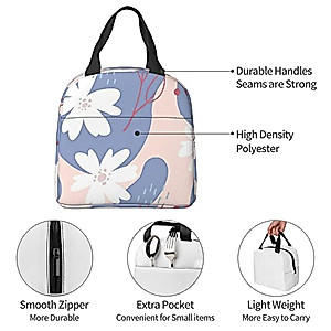 Lunch Bag Abstract Floral Insulated Lunch Box Teen School Reusable Bags Meal Portable Container Tote For Boys Girls Travel Work Picnic Boxes