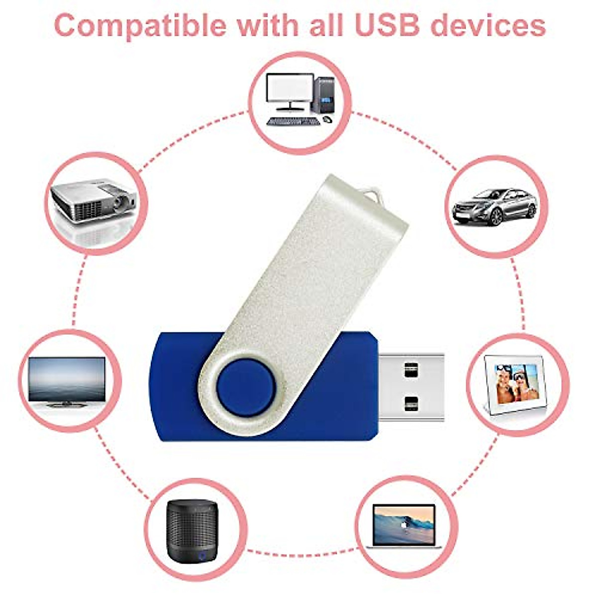 TOSPLUS 5Pack 16GB USB 2.0 Flash Drive Thumb Drives Memory Stick Jump Drive Zip Drive (Black/Green/Blue/Red/Yellow)