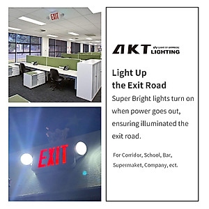 AKT LIGHTING Emergency Exit Light, Adjustable Two LED Head Exit Sign Light, Commercial Emergency Exit Lighting Combo with Back-up Battery for Business UL Certificated(Red, 6 Pack)