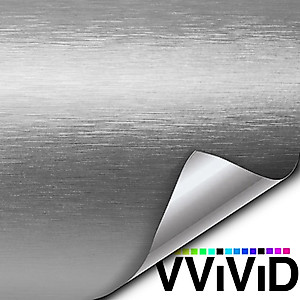 VViViD® XPO Silver Brushed Steel Car Wrap Vinyl Roll with Air Release Technology (1.49ft x 5ft)