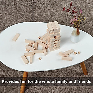SpeedArmis Mini Tumble Tower, 54PCS Wooden Stacking Game for Teens - Pine Stack Timber Board Games with 4 Dice Set - Classic ‌Xmas Gifts for Kids
