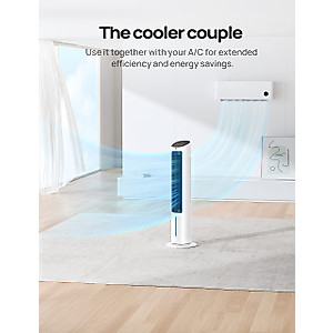 Dreo Cooling Fans That Blow Cold Air, 40" Evaporative Air Cooler, 2023 Upgrade Tower Fan for Bedroom with 80° Oscillating, Ice Packs, Remote Control, 3 Modes 4-Speed Quiet Floor Fan Home/Office