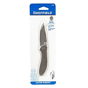 Sheffield 12169 Berda Assisted Survival Knife | 3 Inch Drop Point Folding Pocket Knife | Assisted Opening EDC Knife| Steel Handle | Tactical Knife for Camping, Men’s Gift, EDC & More | Pocket Clip