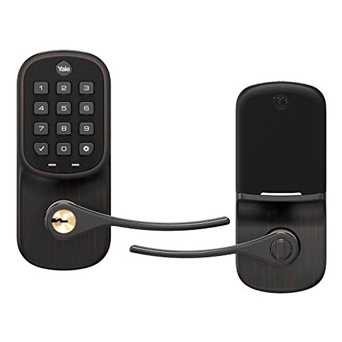 Yale Assure Lever, Wi-Fi Smart Door Lever (for doors with no deadbolt) - Works with Yale Access App, Amazon Alexa, Google Assistant, HomeKit, Phillips Hue and Samsung SmartThings, Bronze