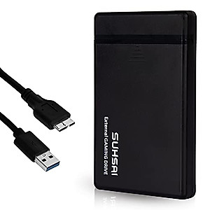 SUHSAI Gaming Hard Drive 500 GB Portable External Hard Drive USB 3.0 Storage Drive 2.5 HDD Compatible with Laptop Computer, Xbox, MAC, PS4, PS5, chromebook - Black