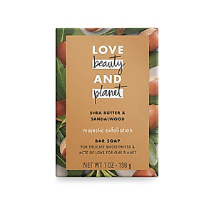 Love Beauty And Planet Majestic Exfoliation Bar Soap Shea Butter & Sandalwood, 7 oz, Pack of 3