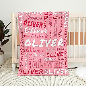 Purefly Personalized Blankets for Kids Custom Baby Blanket with Name for Girls Boys Customized Baby Name Blanket Receiving Blanket for Newborn Toddler Personalized Gifts for Birthday Christmas