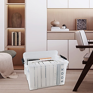 Drephia 4 Pack Clear Latch Storage Bin with Lid and Wheels, 50 L Large Plastic Storage Box