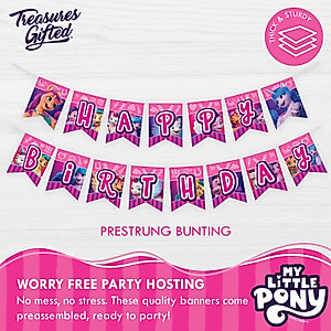 Treasures Gifted Officially Licensed My Little Pony Birthday Banner - My Little Pony Happy Birthday Banner - My Little Pony Birthday Party Supplies - My Little Pony Party Decorations for Walls