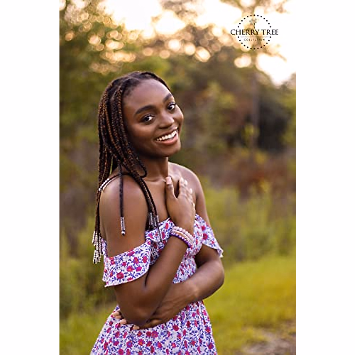 Cherry Tree Collection - Small, Medium, Large Sizes - Gemstone Beaded Bracelets For Women, Men, and Teens - 8mm Round Beads (Triple Protection Gold - Medium)