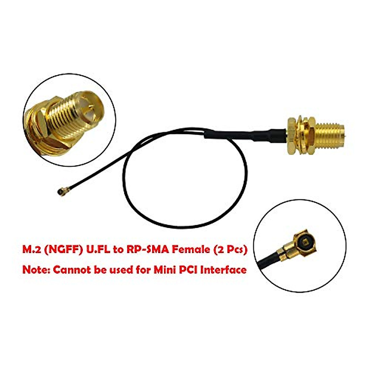 WiFi Antenna 8dBi Omni RP-SMA Male 2.4Ghz 5.8Ghz Dual Band + 20cm U.FL IPEX MHF4 to RP SMA Female Extension Cable for M.2 NGFF Card Notebook Drone 2 Pcs