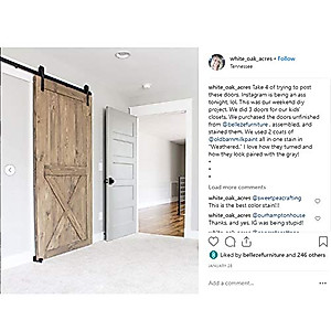 BELLEZE 42 Inch DIY Sliding Interior Barn Door, Modern Rustic Custom Farmhouse Unfinished Pine Wood for Kitchen Pantry Bedroom Living Room Closet - Unfinished