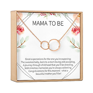 Dear Ava Infinity Interlocking Double Circle Connecting Necklace For Women - Modern Jewelry Pendant Love Gifting Idea for Her with Heartfelt Card - Pregnancy Gift for New Mom Rose Gold