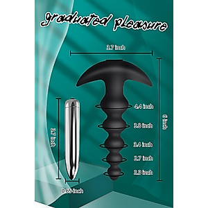 Vibrating Anal Beads Butt Plug - YOSPOSS Flexible Silicone 16 Vibration Modes Graduated Design Anal Sex Toy Waterproof Bullet Vibrator for Men, Women and Couples