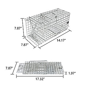 H&B Luxuries Collapsible Rat Trap - Foldable Humane Live Animal Cage for Rat Mouse Hamster Mole Weasel Gopher chipm (17.5"(L) x 7.62"(W) x 8.25"(H))