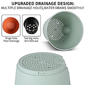 GARDIFE Plant Pots 7/6.5/6/5.5/5 Inch Self Watering Planters with Drainage Hole, Plastic Flower Pots, Nursery Planting Pot for All House Plants, African Violet, Flowers, and Cactus,Green