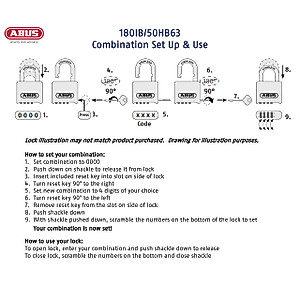 ABUS 180/50 Solid Brass Combination Padlock, Long Stainless Steel Shackle (2-1/2")