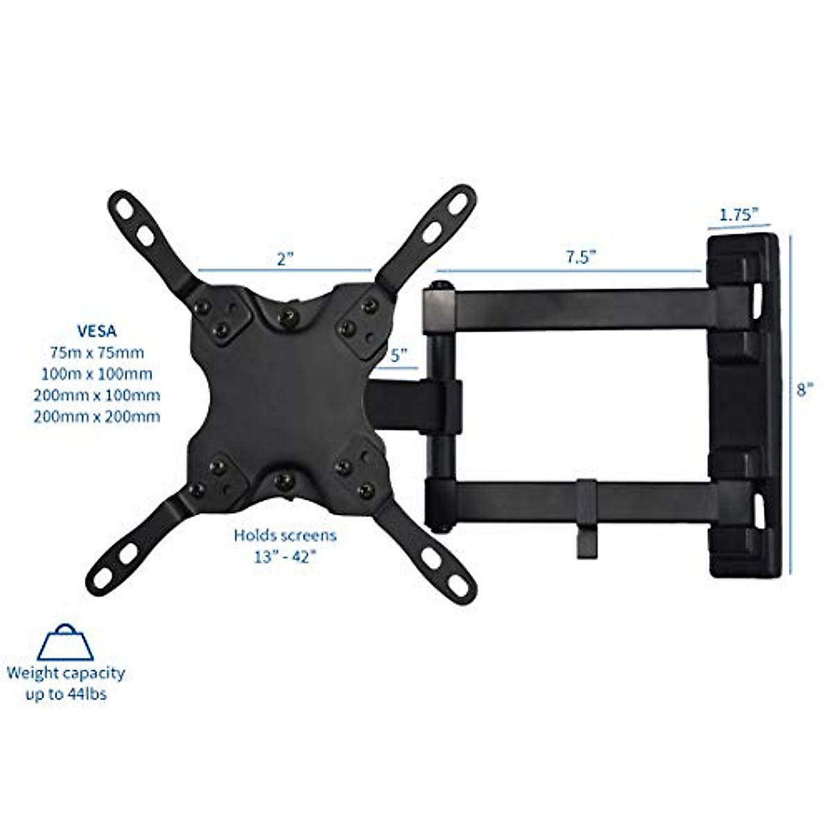 VIVO TV Wall Mount for 13 to 42 inch LCD LED Plasma Screens, Fully Articulating VESA Stand Bracket, MOUNT-VW01