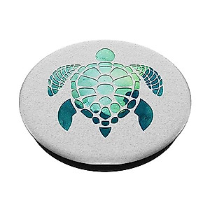 Green Watercolor Turtle Phone Grip On a White PopSockets Swappable PopGrip