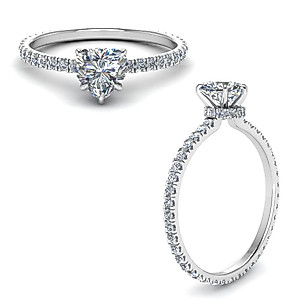 Fascinating Diamonds GIA Certified 1 3/4 Ctw Natural Diamond Hidden Halo Eternity Engagement Ring For Women 14K White Gold 1 Carat Heart Shaped Center SI2 Clarity And H Color Ring Size 6.5