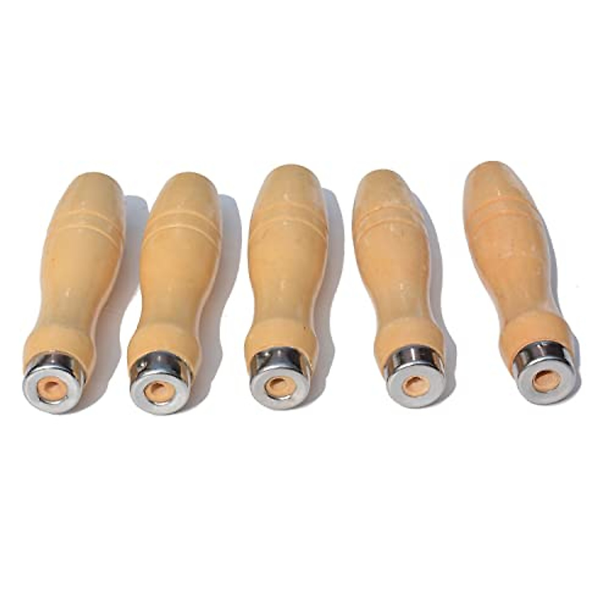 DS-Space Wooden File Handle with Strong Metal Collars for 4.0''-7.0'' File (5 Pack) (Medium)